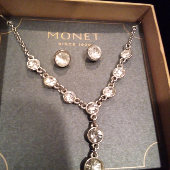 Monet | Jewelry | Monet Silver Necklace And Earring Set | Poshmark